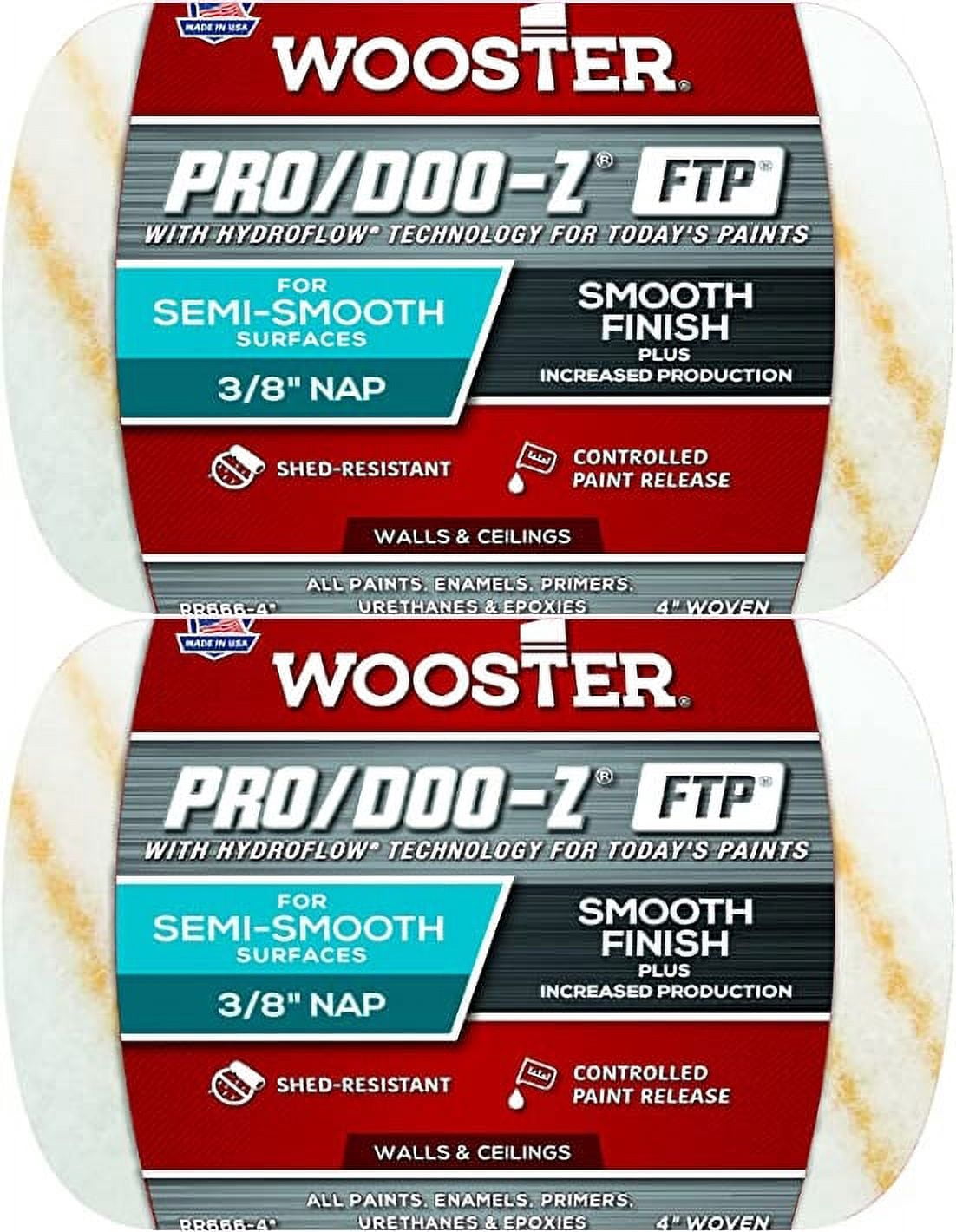 Wooster Genuine 4" Pro/Doo-Z FTP 3/8" Nap Roller Cover 2-Pack, RR666-4 ...