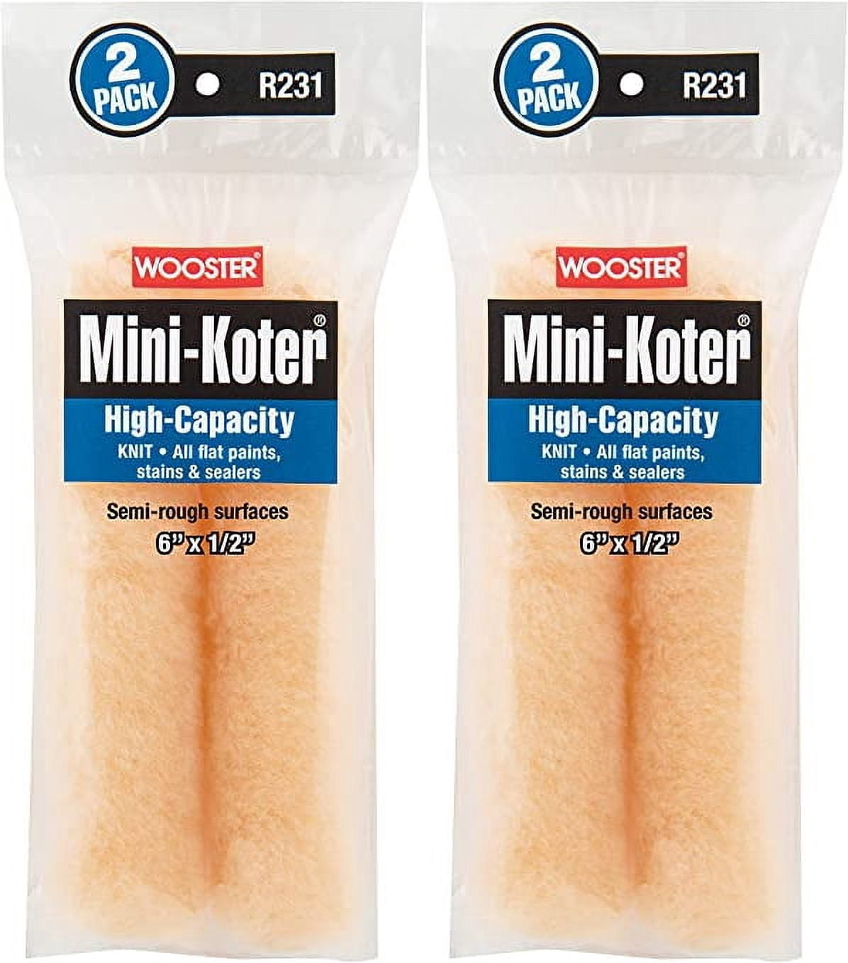Wooster Mini Rollers,6"L,1/2"Nap,Knit,PK2 R231-6 - Walmart.com
