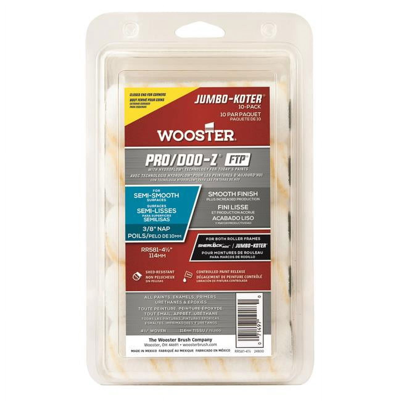 Wooster 4.5" Jumbo-Koter Pro/Doo-Z FTP 3/8" Nap Closed-End 10-Pack ...