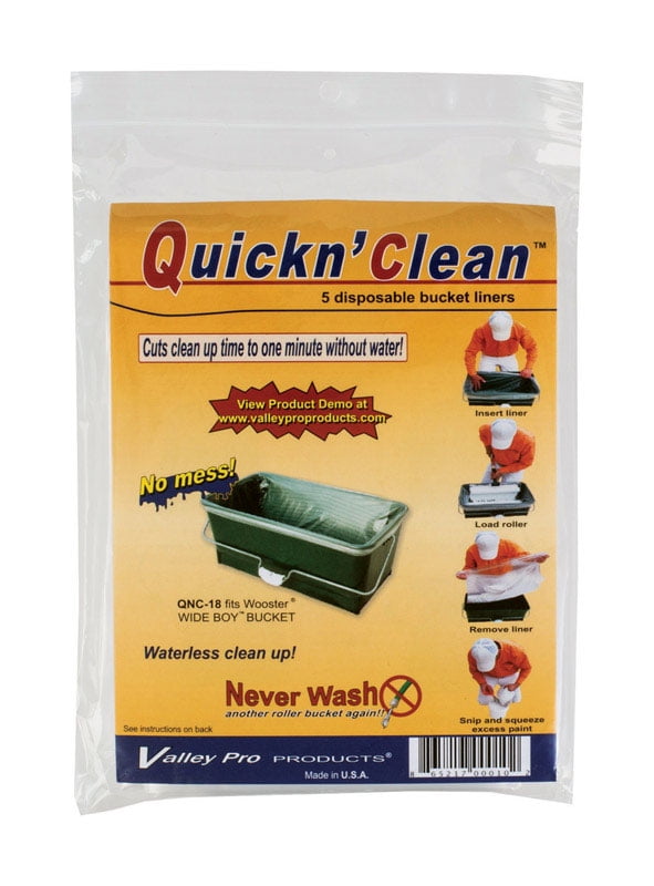 Wooster Plastic Paint Bucket Liner, 5 gal, 14" L, 10" D, 24" W, 5 PK ...