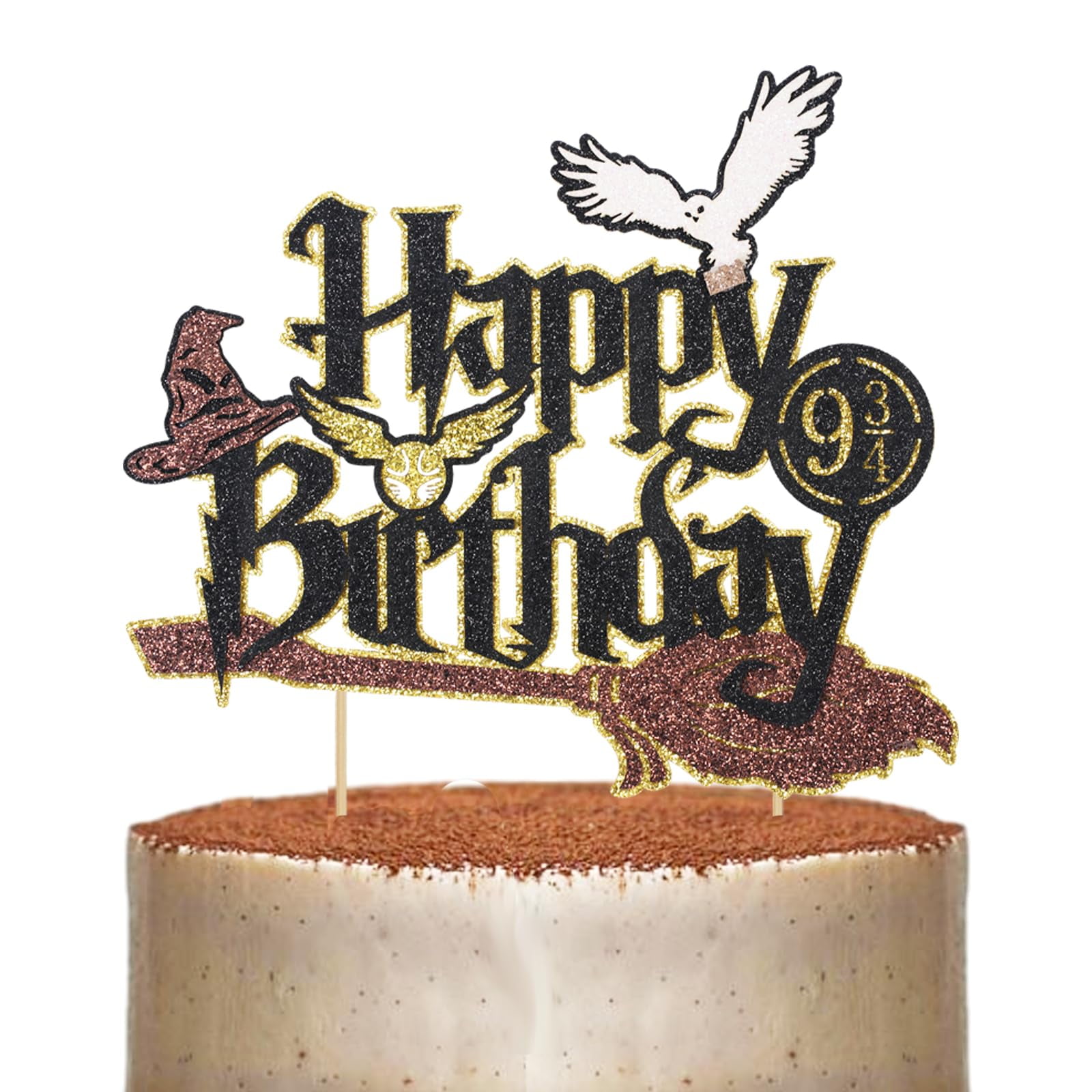 Wootkey Magical Cake Topper with Wizard Hat MDH1Owl Happy Birthday Cake ...