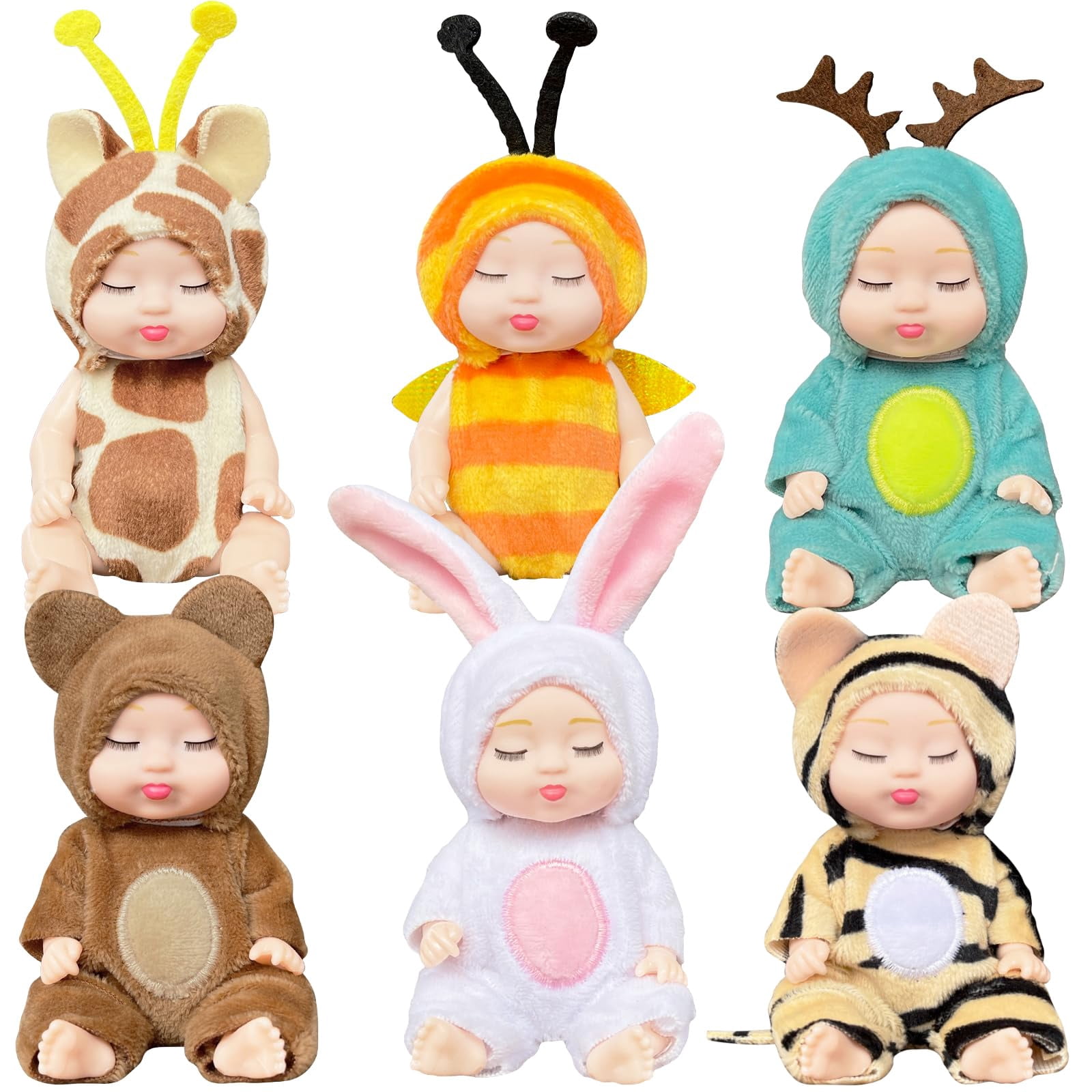 Woozettn 6 Pcs Mini Baby Dolls,4 Inch Realistic Small Baby Doll Toys ...