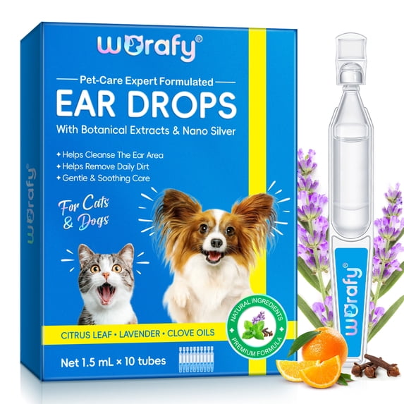 Worafy Ear Cleaner for Dogs and Cats Single-Use Vials with Botanical ...