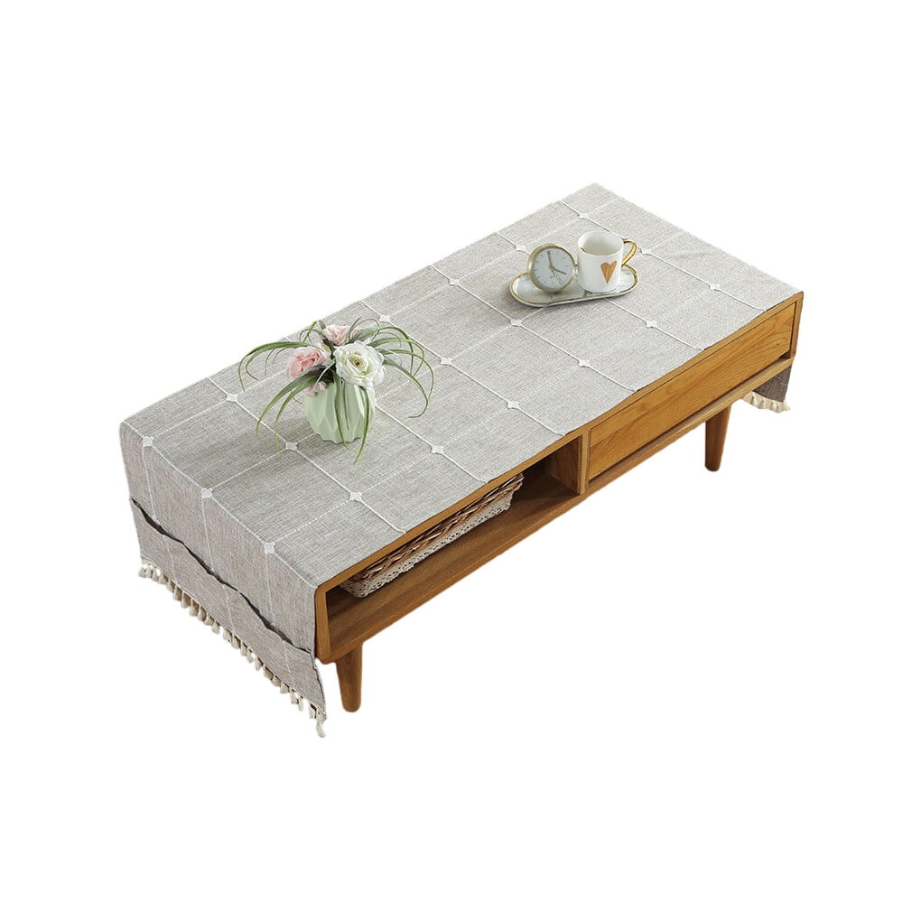 Worallymy Cotton Linen Tablecloth Rectangular TV Cabinet Coffee Desktop ...