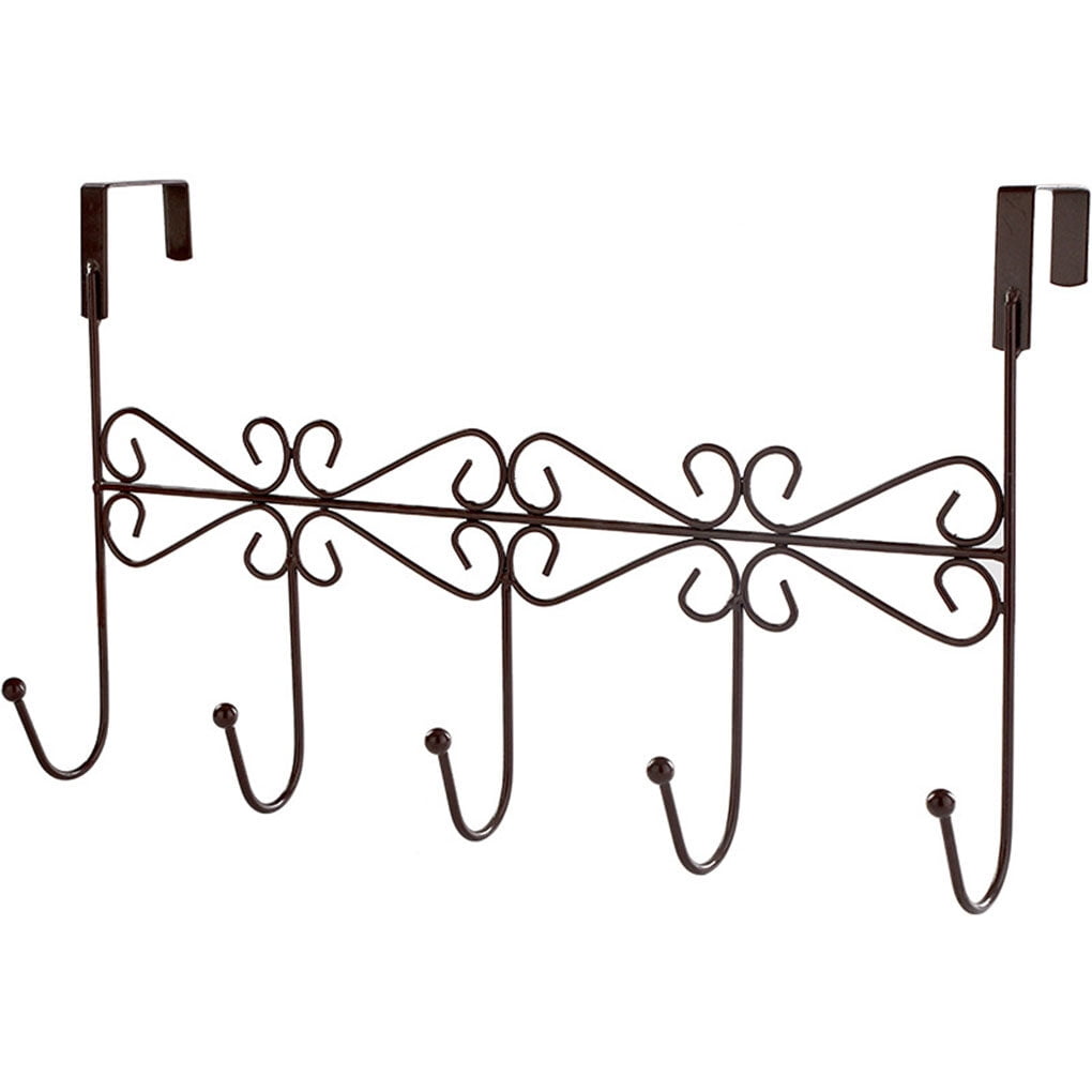 Worallymy Over The Door Hanger Rack With 5 Hooks Decorative Metal Coat ...