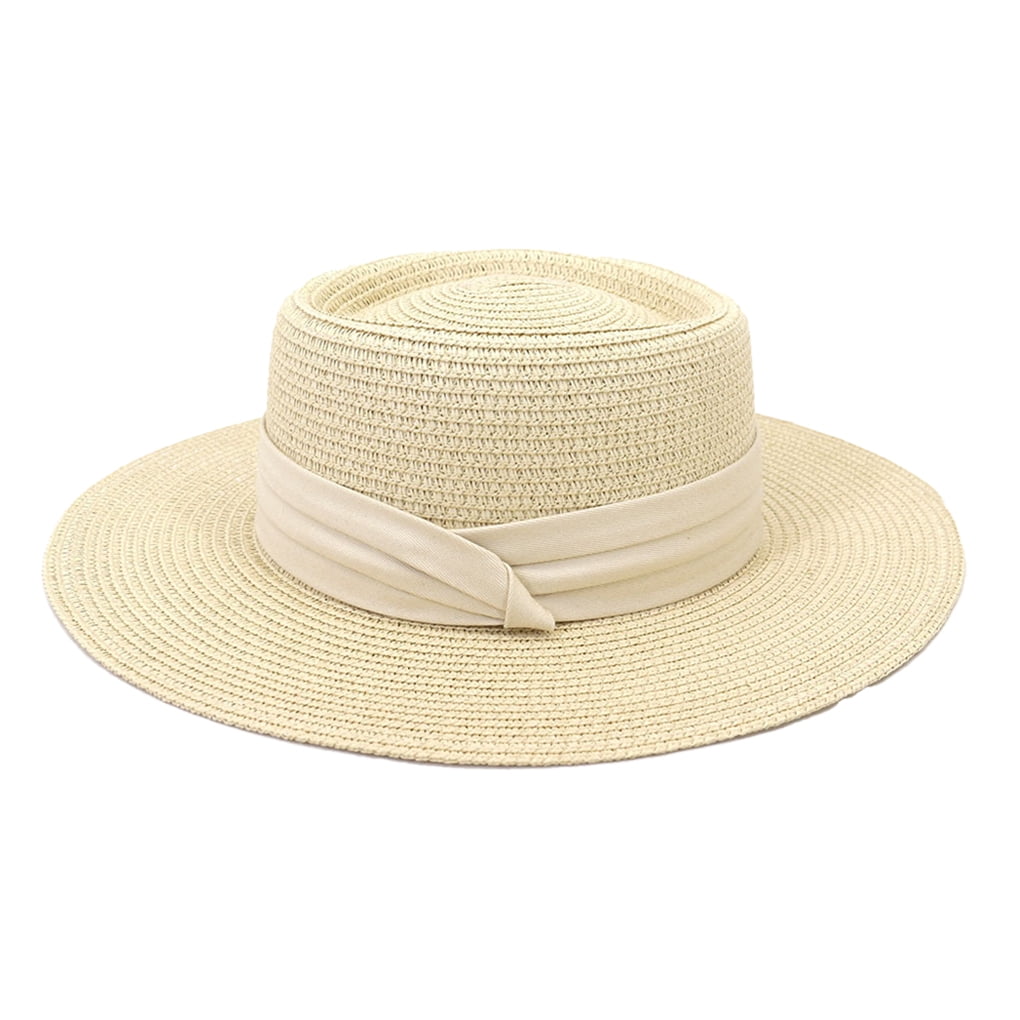 Worallymy Summer Women Wide Brim Straw Panama Roll up Hat Belt Buckle ...