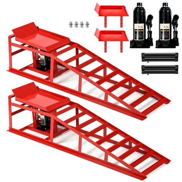 Worcest Adjustable 2PCS 5T 10000lbs Hydraulic Car Ramps - Heavy-Duty ...