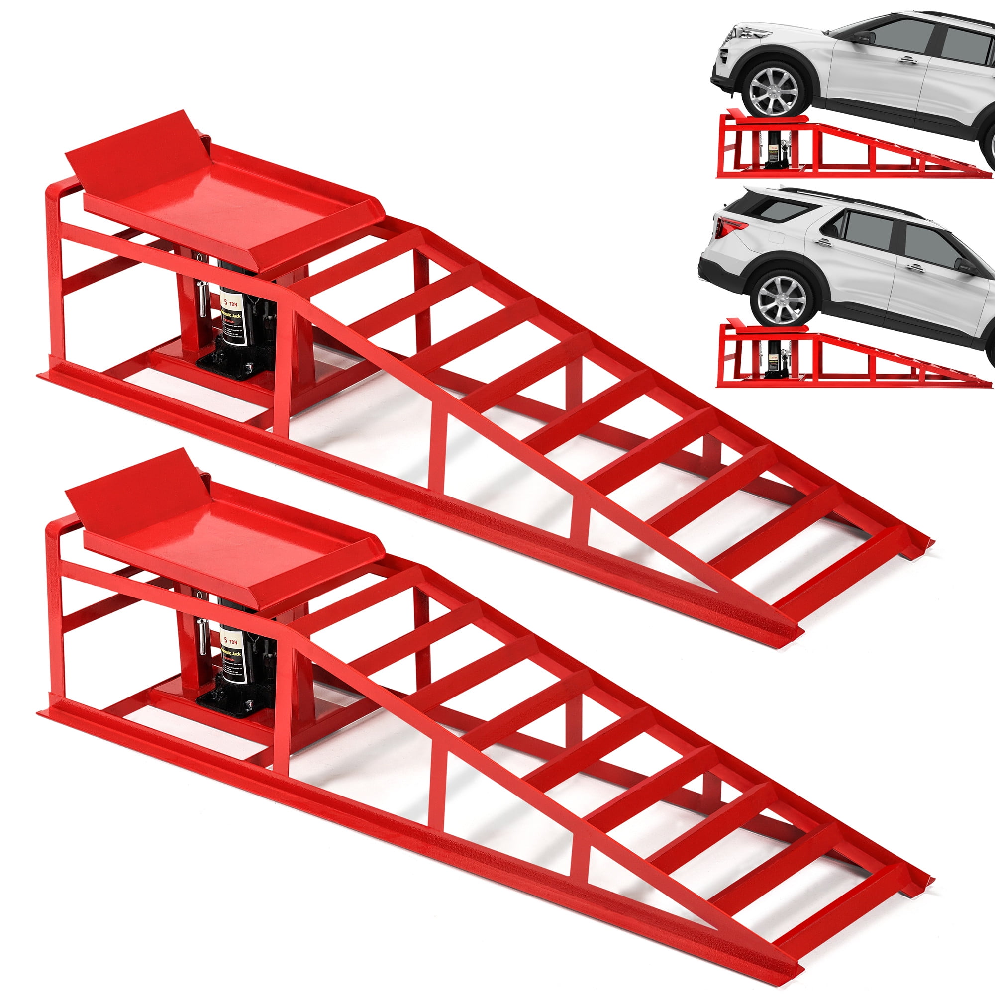 Worcest 2PCS Hydraulic Steel Car Ramps Heavy Duty Service Car Lift with ...
