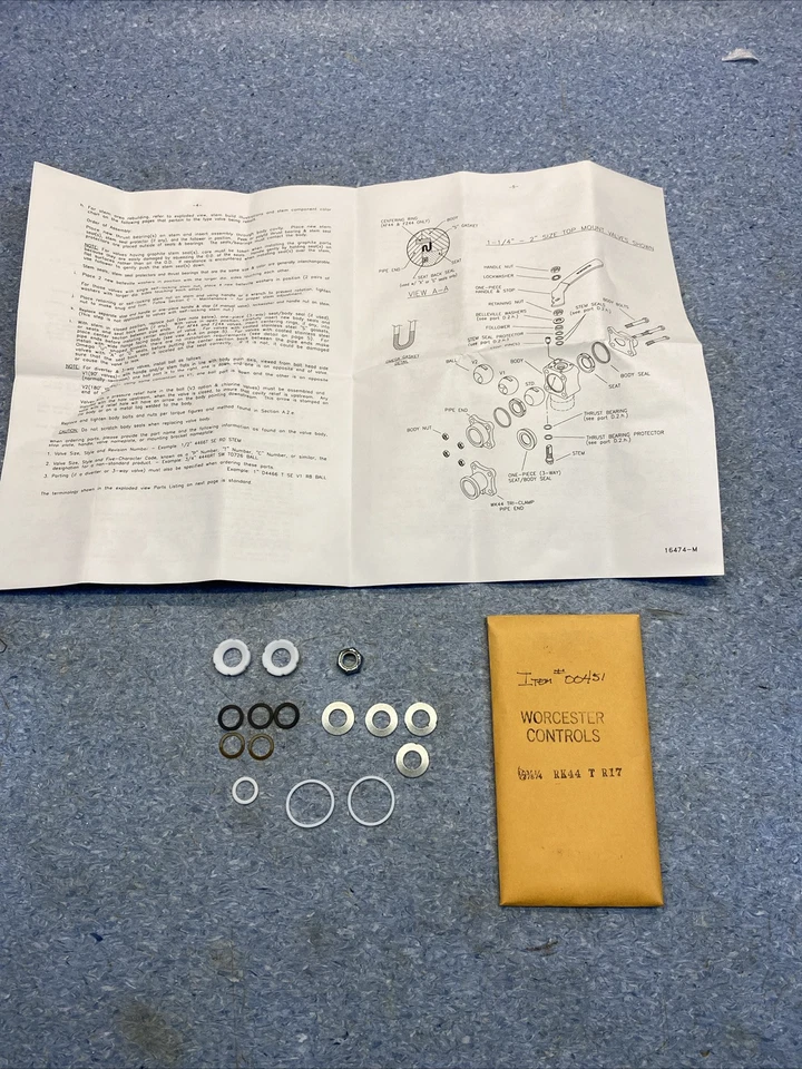 Worcester Controls/Flowserve, 1/2 Ball Valve Repair Kit Rk44 T R17 ...