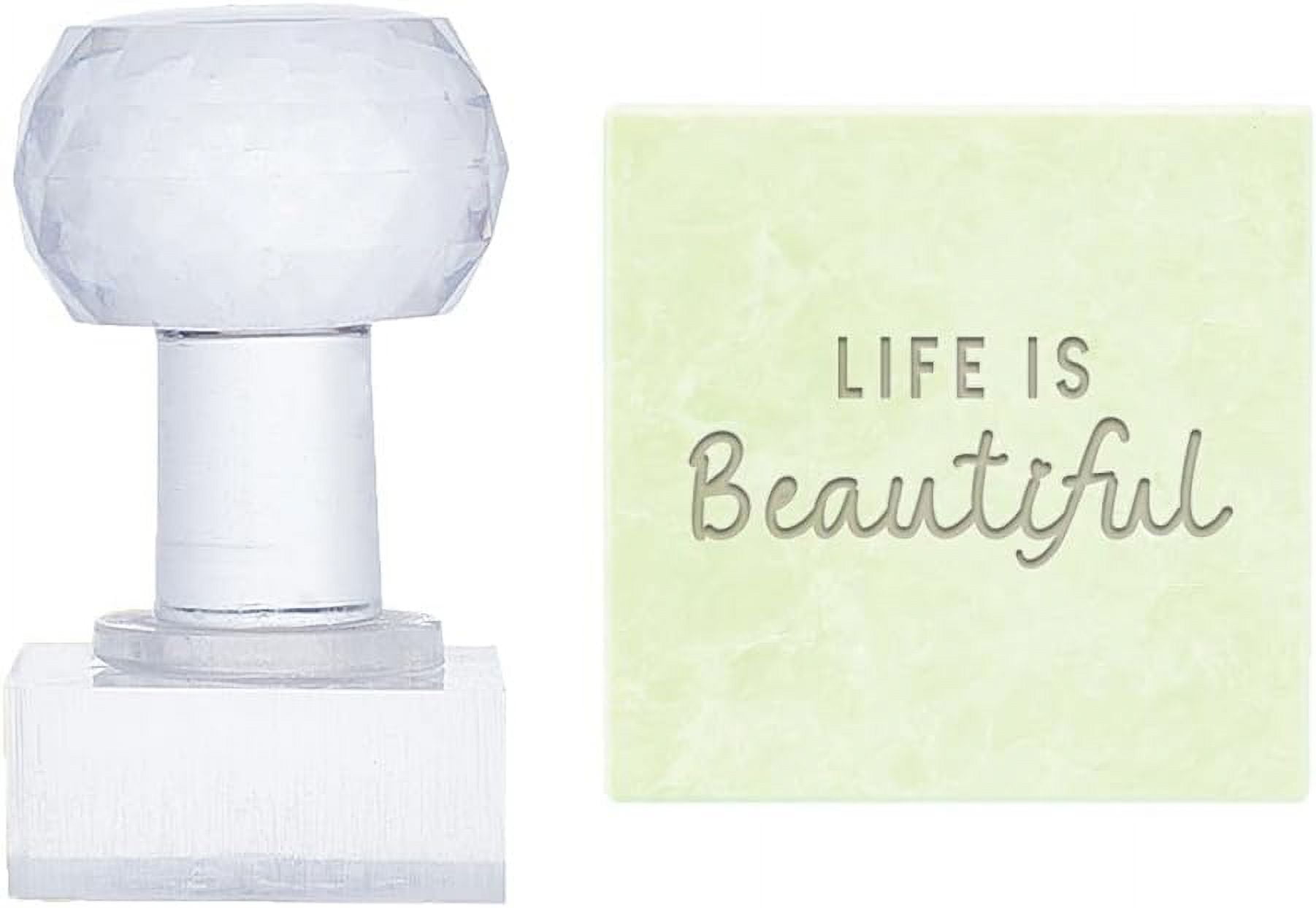 Word Acrylic Stamp - Life is Beautiful Soap Embossing Stamp with Handle ...