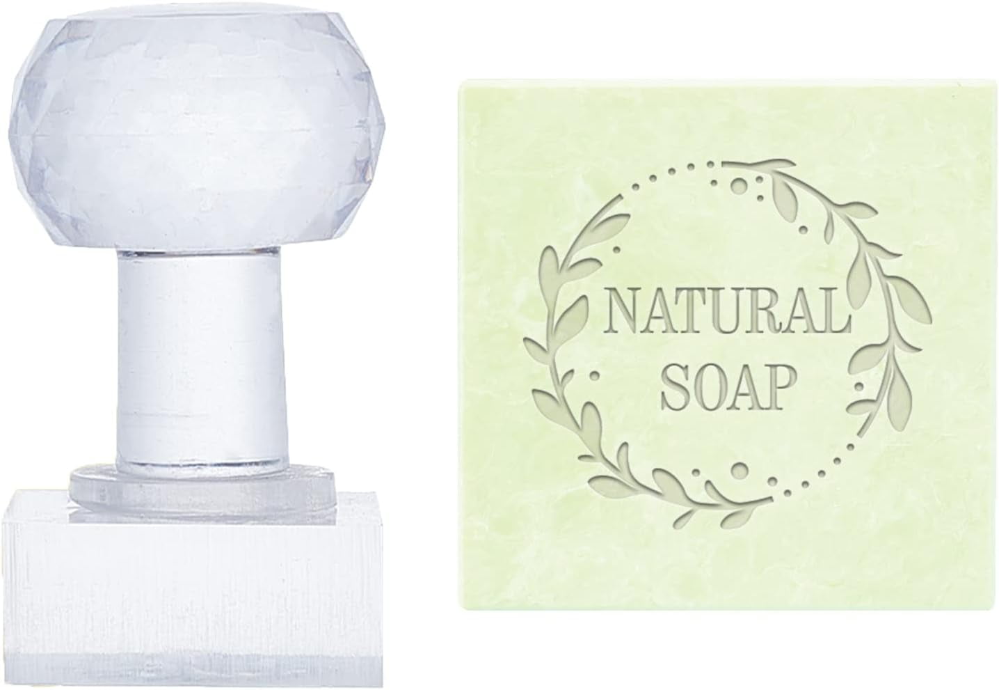 Word Acrylic Stamp Soap Embossing Stamp Soap Stamp with Handle Round ...