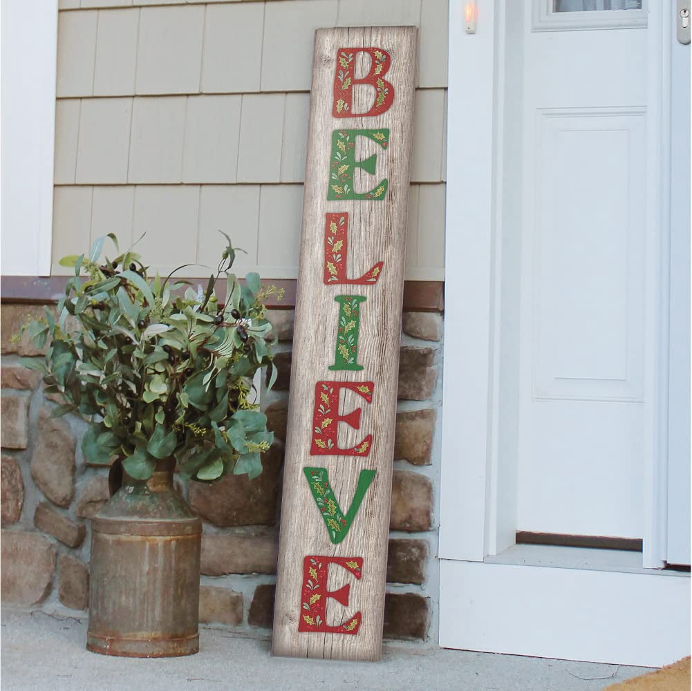 My Word! Believe W/Painted Letters Holiday Porch Board Welcome Sign ...