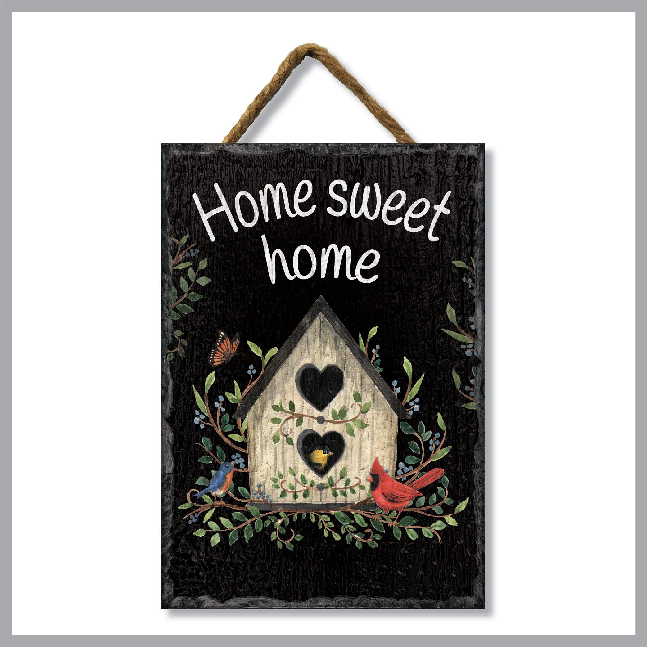 My Word! Birdhouse w/Cardinal Slate Impressions Wall Hanging Home Sweet ...