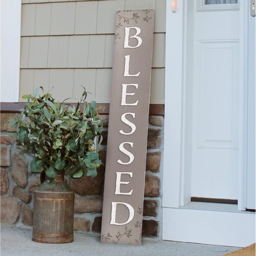 My Word! Blessed Taupe w/ Leaves Porch Board Welcome Sign & Porch ...