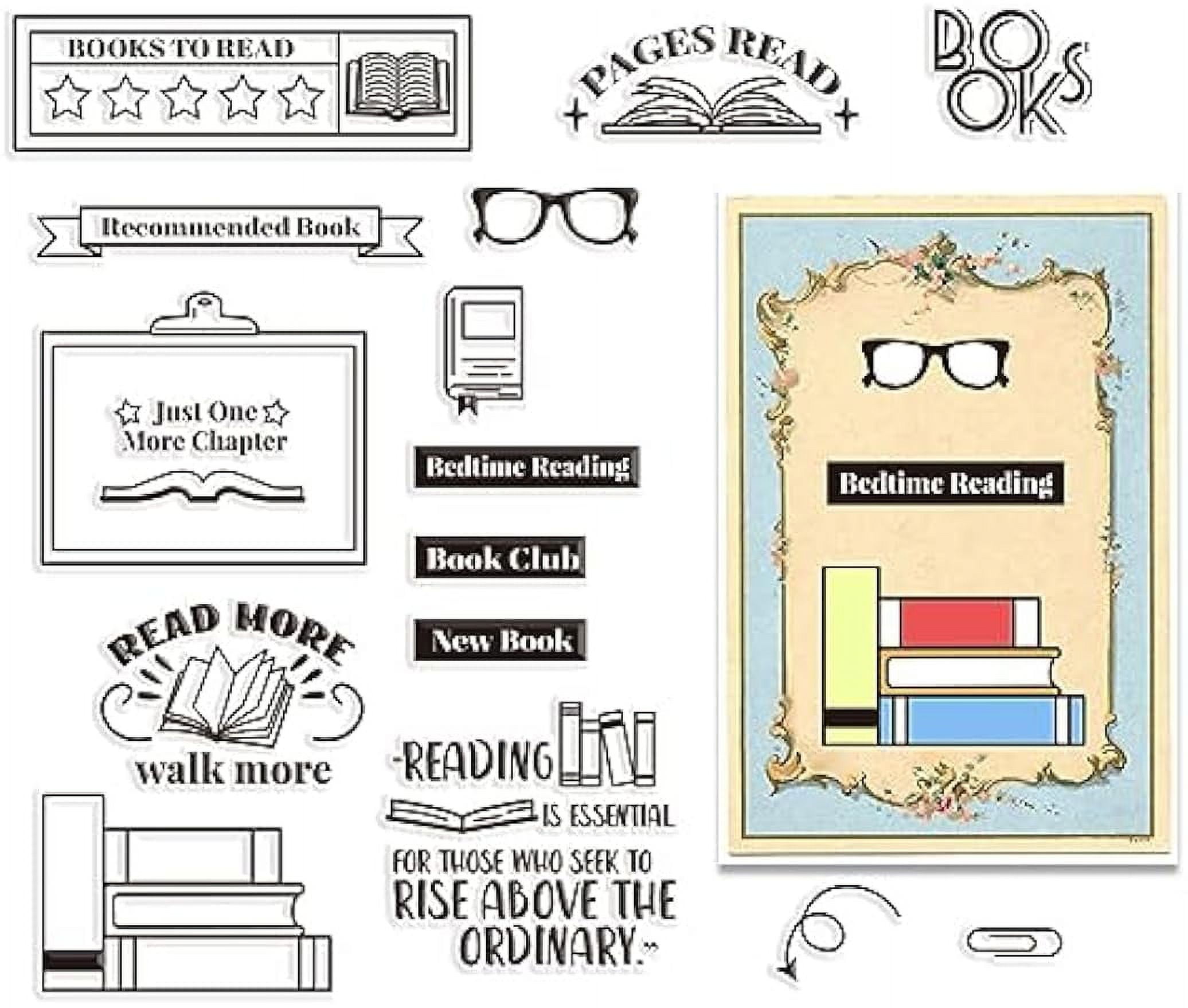 Word Clear Rubber Stamps Book to Read Page Read Sunglasses Bedtime ...