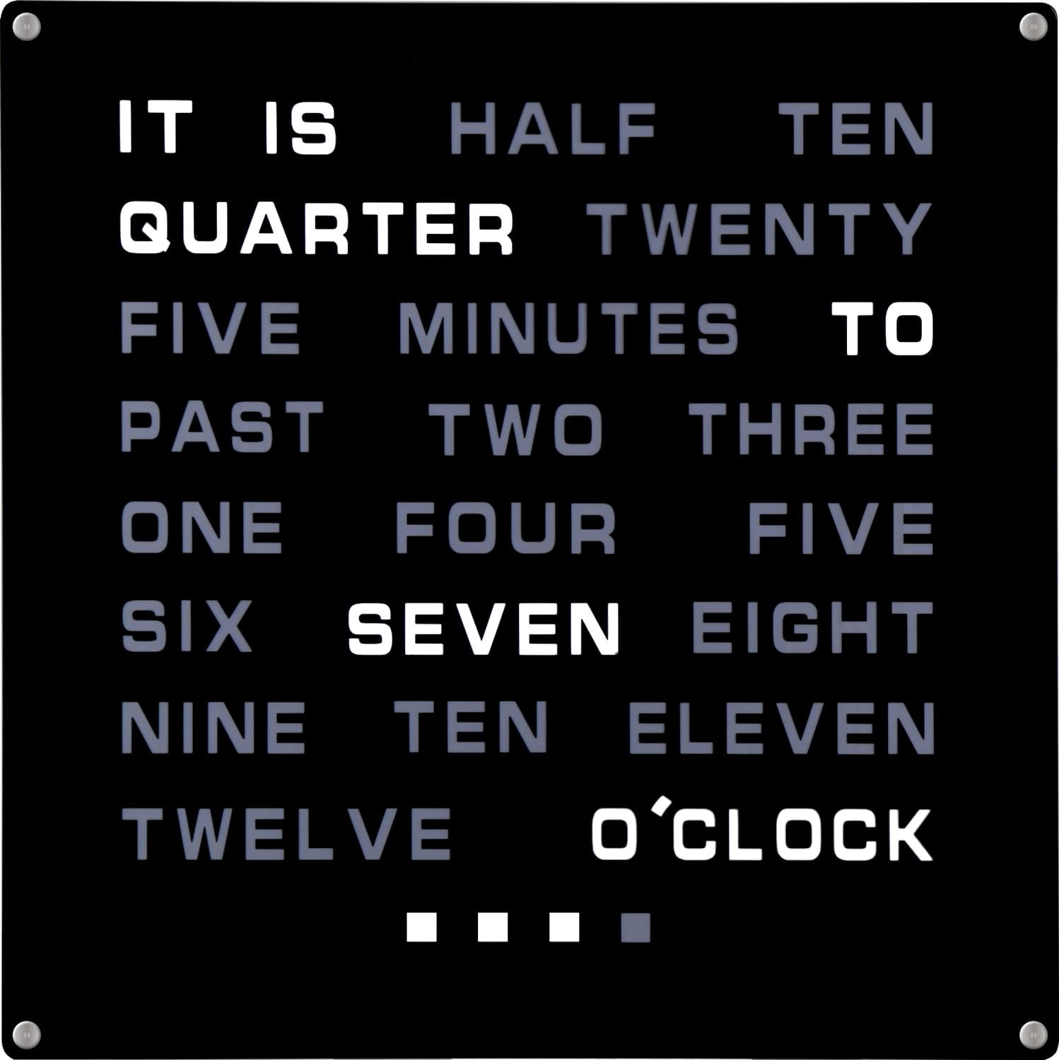 Word Clock - Displays Time as Text - Powered by Adapter (12" x 12 ...