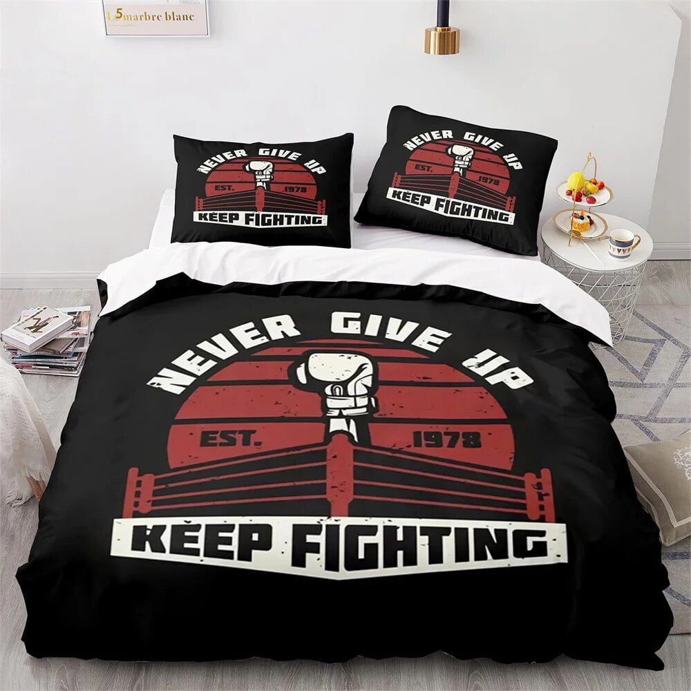 Word Duvet Cover Set Never Give Up Words Print Comforter Cover for Kid ...