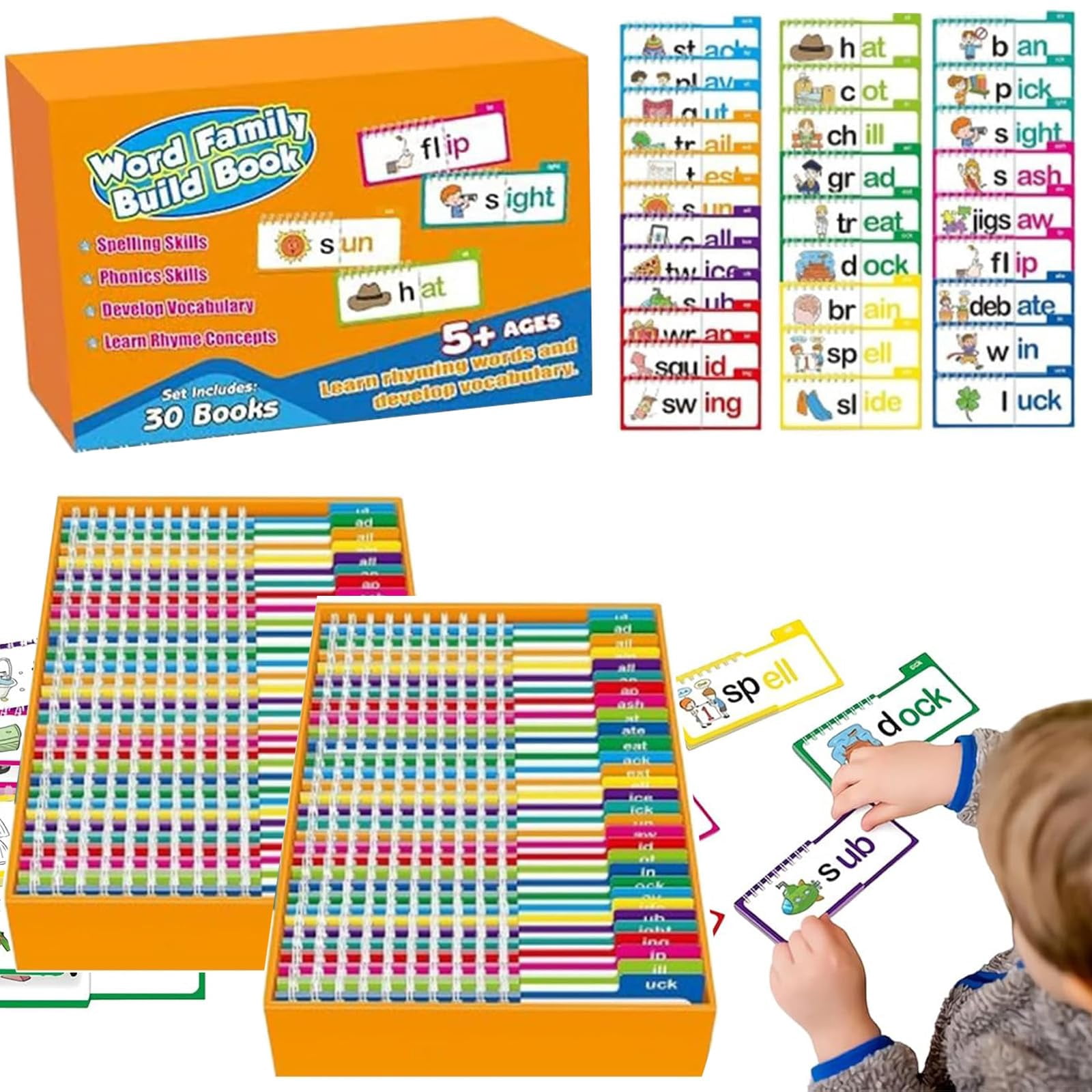 Word Family Build Book, 30 Read and Rhyme Flip Books, Word Family Flip ...