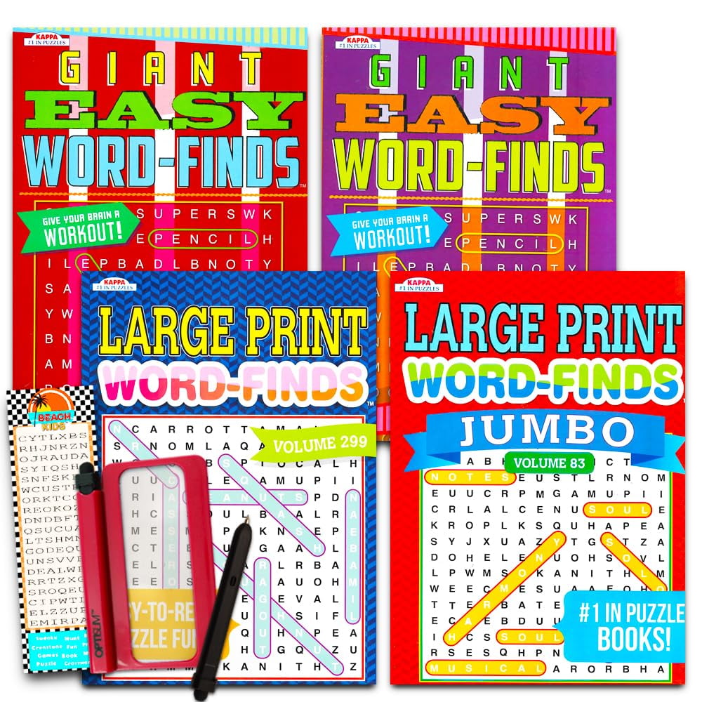 Set of 4 Large Print Word Find Puzzle Books for Adults, Seniors - Jumbo ...