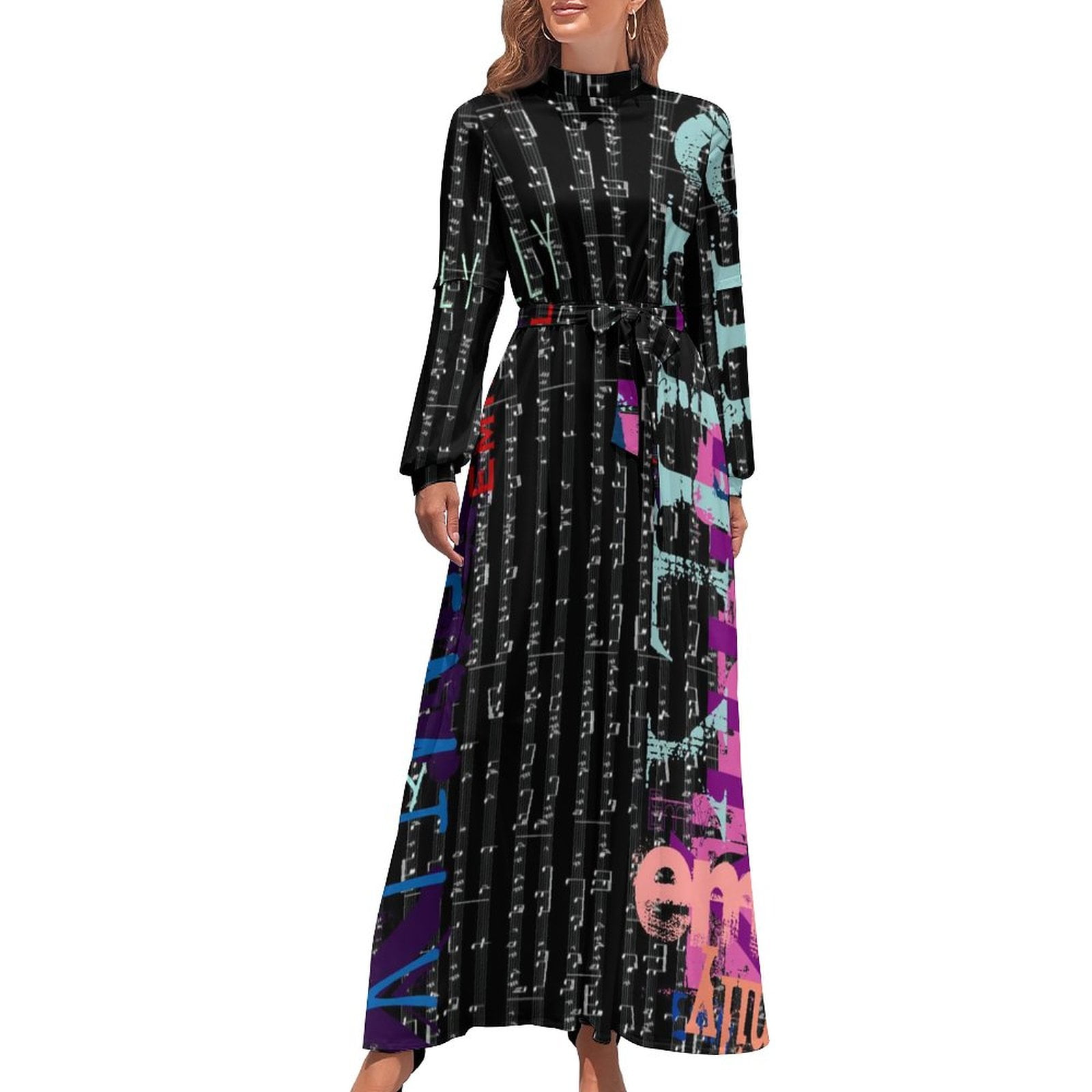 Word Graffiti Art Dress Dream Team Print Sexy Maxi Dress Stylish ...