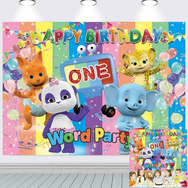 Word Party 1st Backdrop Banner Party Supplies Post Birthday Decorations ...