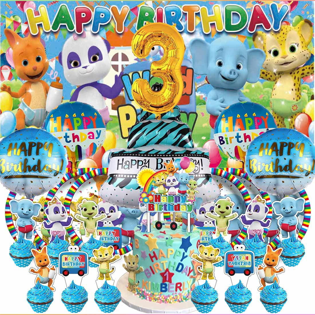 Word Party 3rd Tableware Balloons Cake Toppers Backdrop Banner Supplies ...