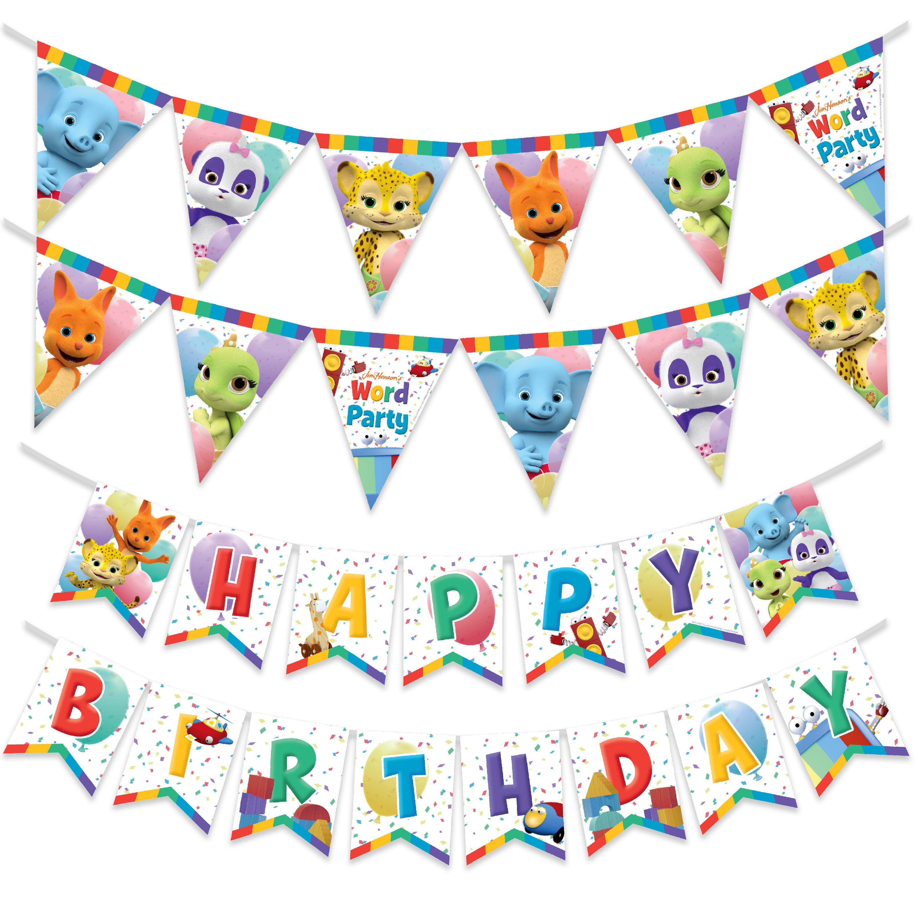 Word Party Banner & Pennants Kit - Word Party Birthday Supplies ...