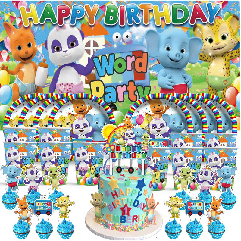 Word Party Birthday Cups Party Supplies Decor Backdrop Paper Plates ...