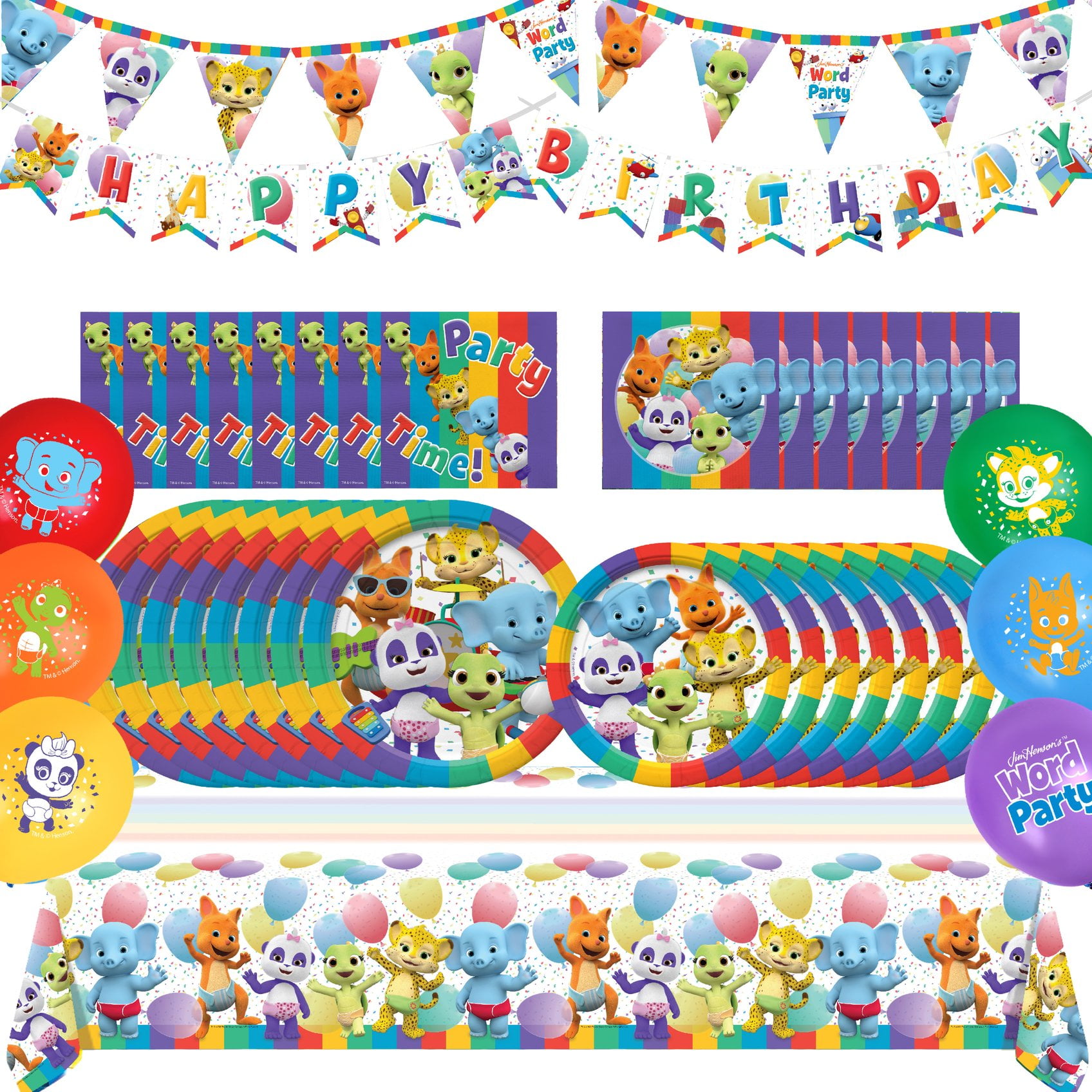 Word Party Birthday Supplies Complete Set for 24 Guests - Walmart.com