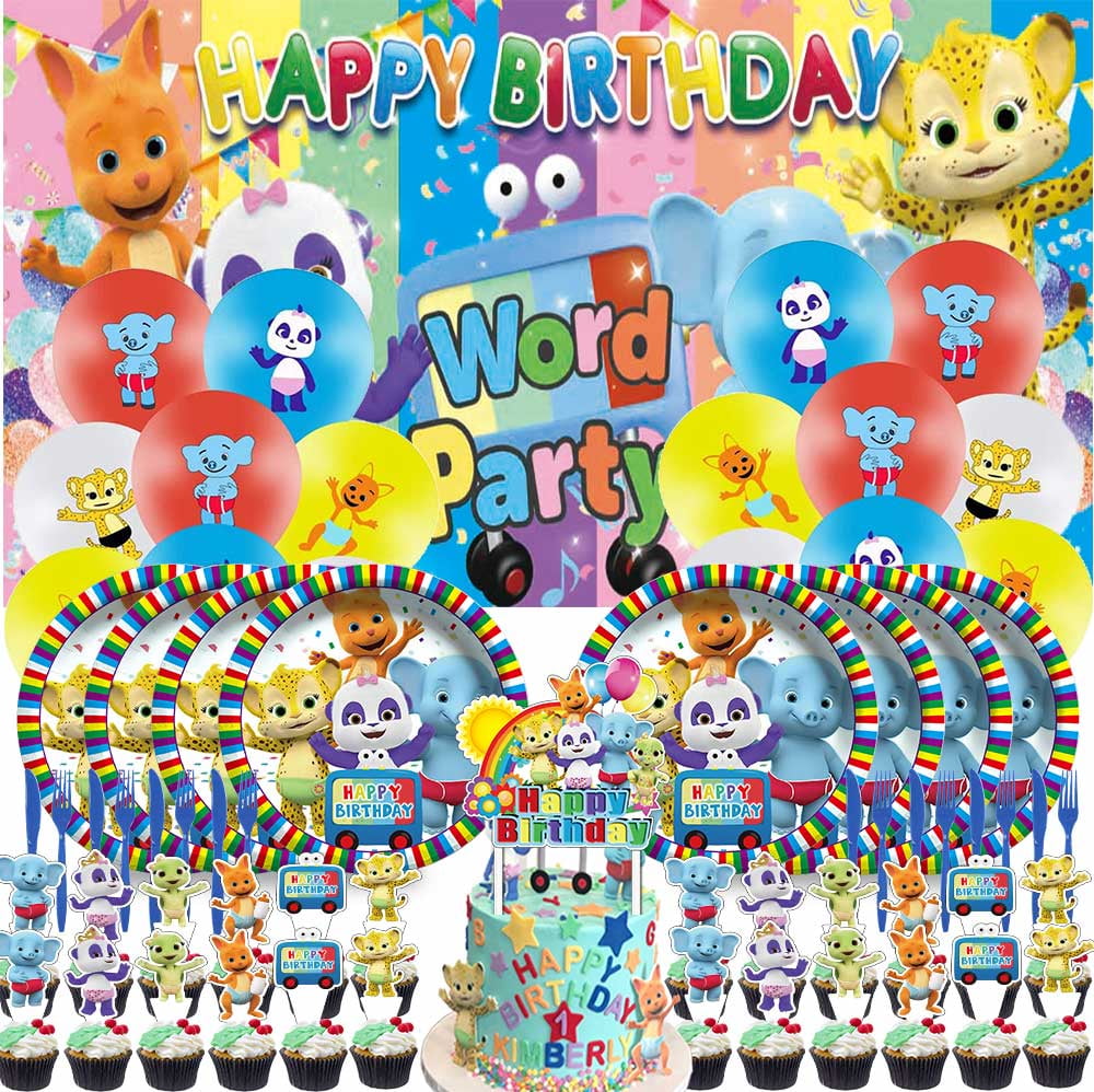 Word Party Party Supplies Plates Decorations Birthday Cake Topper ...