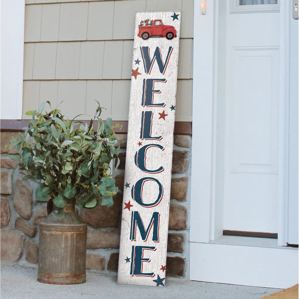 My Word! Patriotic Truck Porch Board Welcome Sign & Porch Leaner for ...