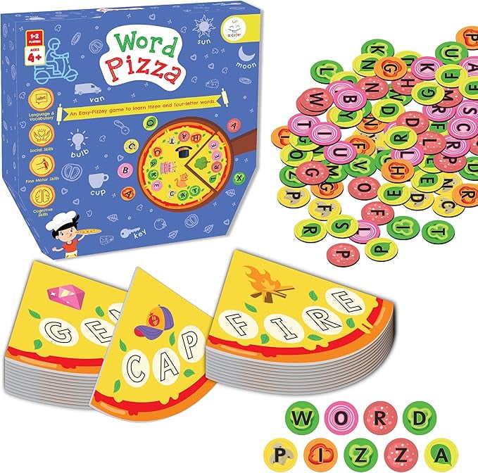 Word Pizza - Word Building Game Ages 4-6 with 150 Alphabet Tokens & 100 ...
