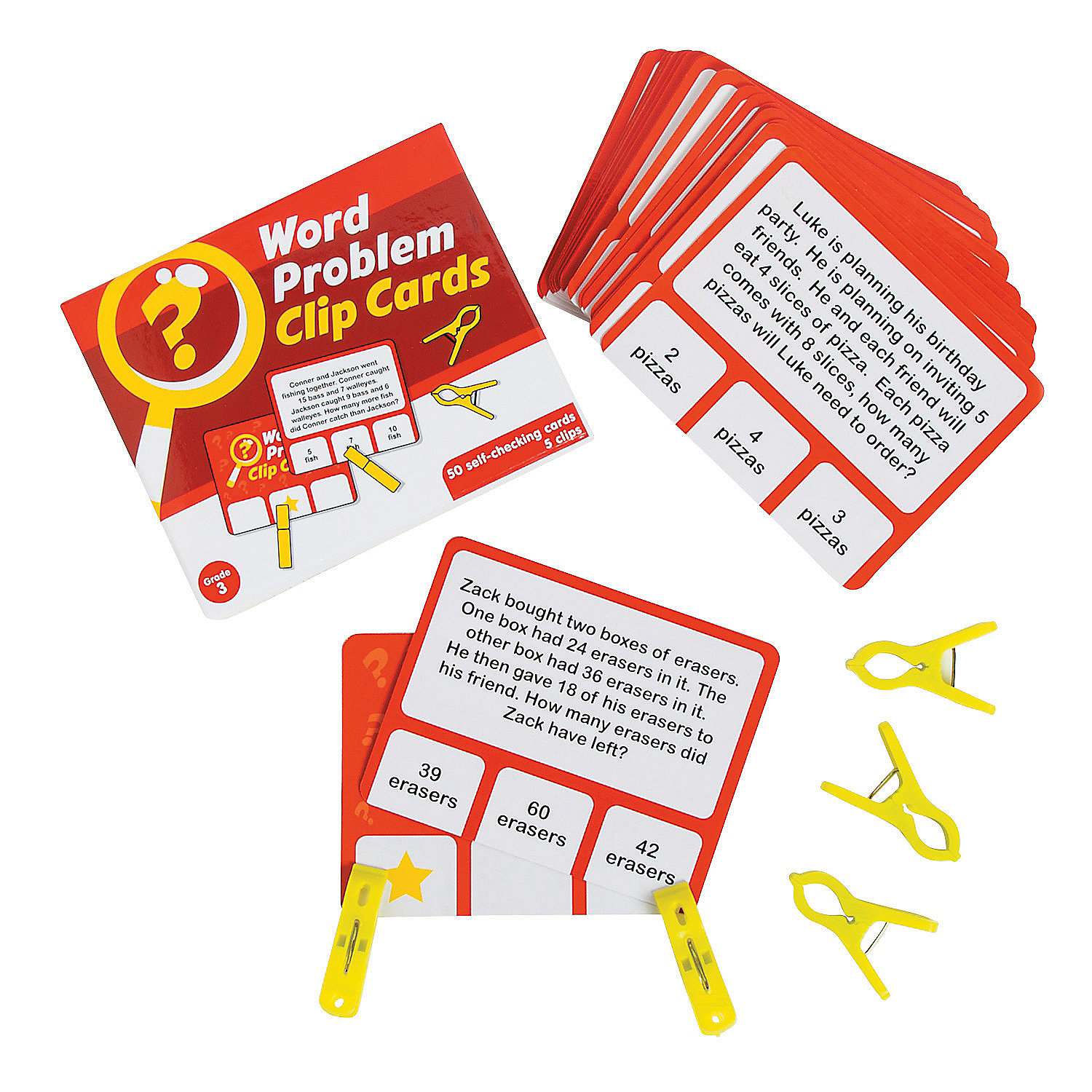 Word Problem Clip Cards 3rd Grade Educational 55 Pieces Walmart