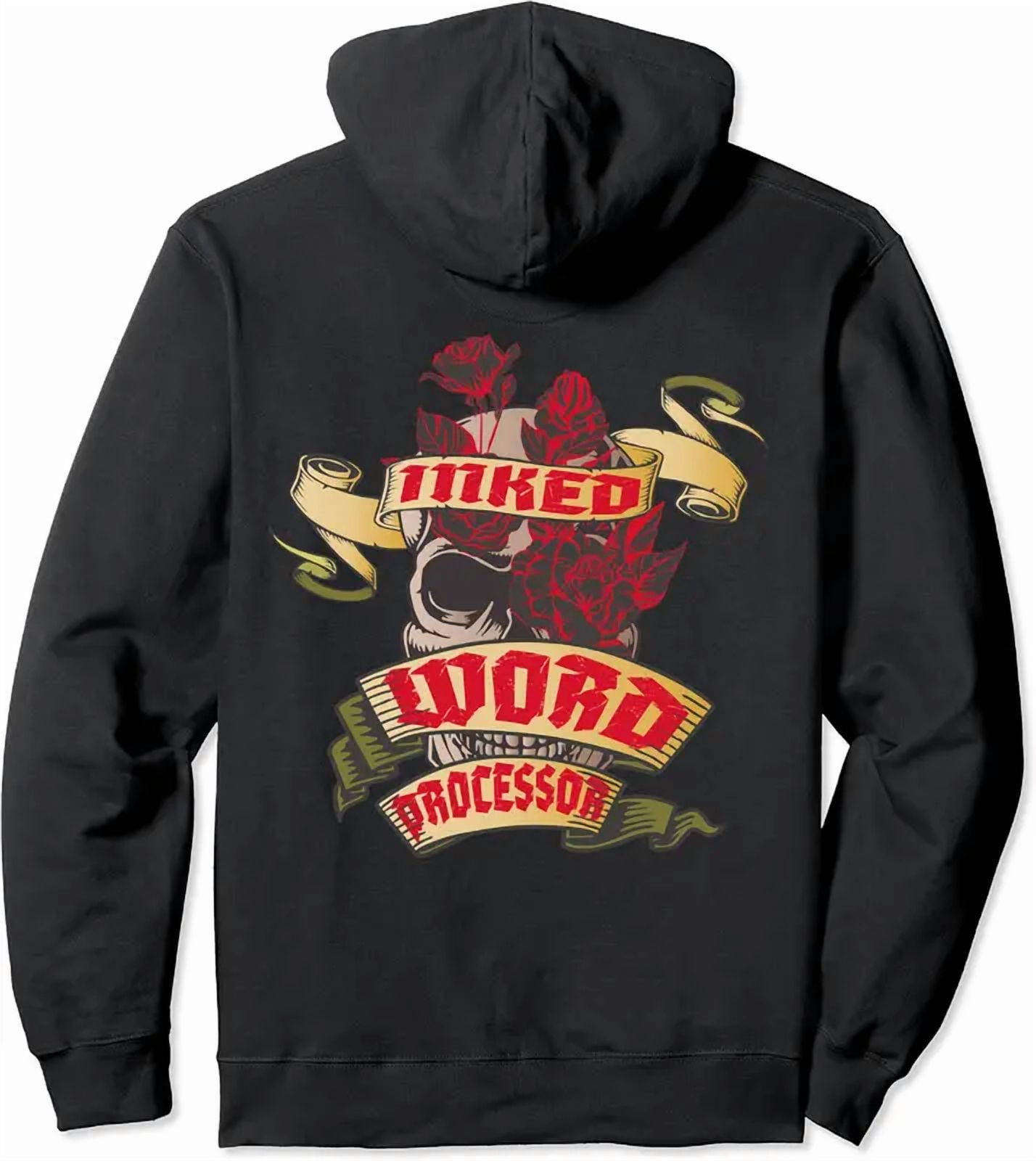 Word Processor Inked Skull & Red Tattoo Pullover Hoodie - Walmart.com