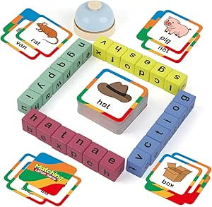 Word Race Cube Game, Phonics Matching Games for Kids, Wooden Alphabet ...