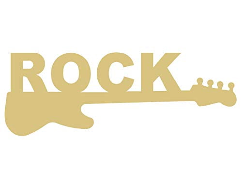 Word Rock with Guitar Cutout Unfinished Wood Rocker Decor Band Decor ...