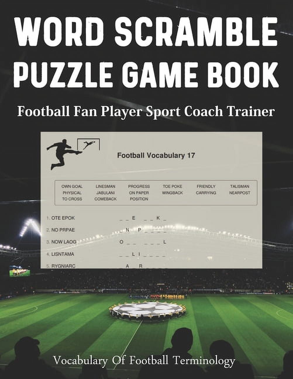 Word Scramble Puzzle Game Book Football Fan Player Sport Coach Trainer ...