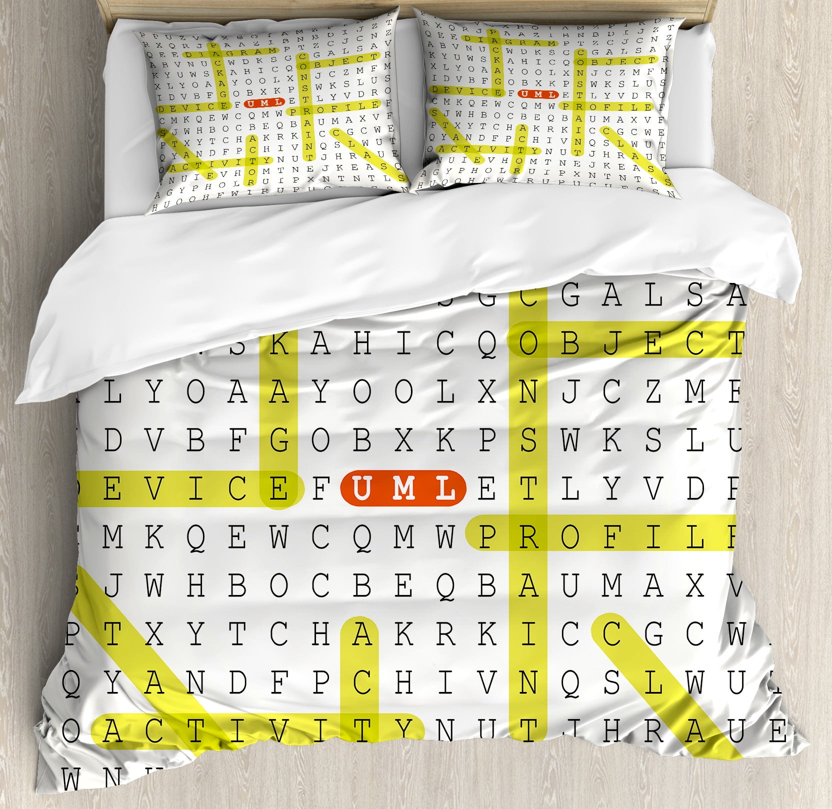Word Search Game Duvet Cover Set, Unified Modeling Language Word Game ...