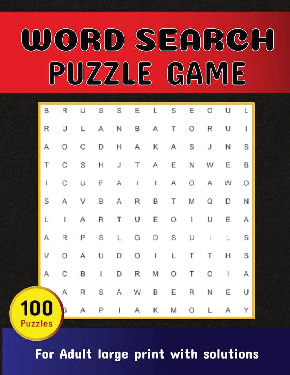 Word Search Puzzle Game 100 Puzzles For Adult Large Print With ...