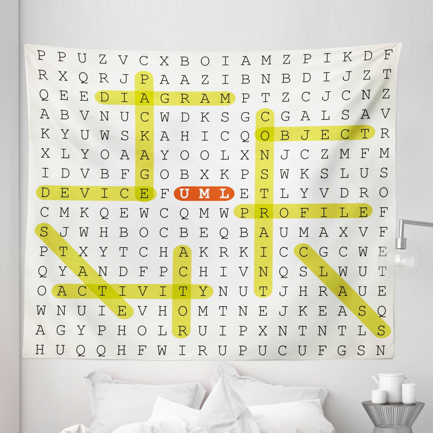 Word Search Puzzle Tapestry, Unified Modeling Language Word Puzzle with ...