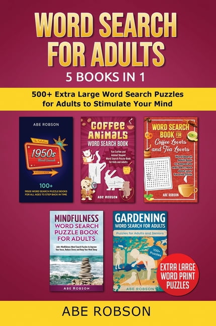 Word Search For Adults 5 Books In 1 500 Extra Large Word Search Puzzles For Adults To