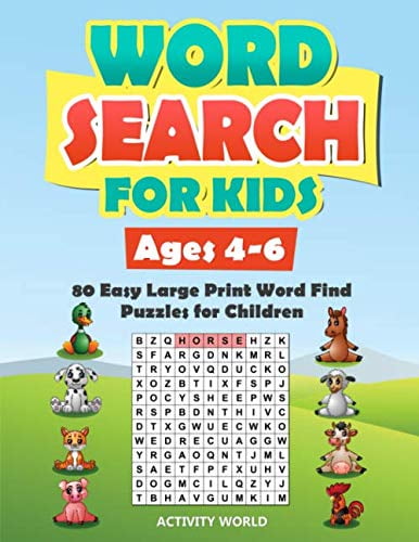 Pre-Owned Word Search for Kids Ages 4-6: 80 Easy Large Print Word Find ...