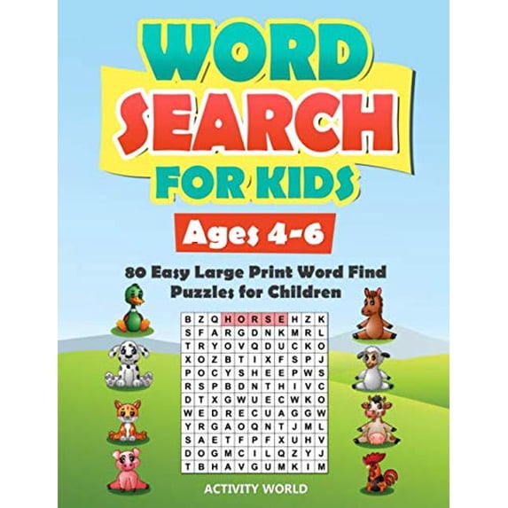 Pre-Owned Word Search for Kids Ages 4-6: 80 Easy Large Print Word Find ...