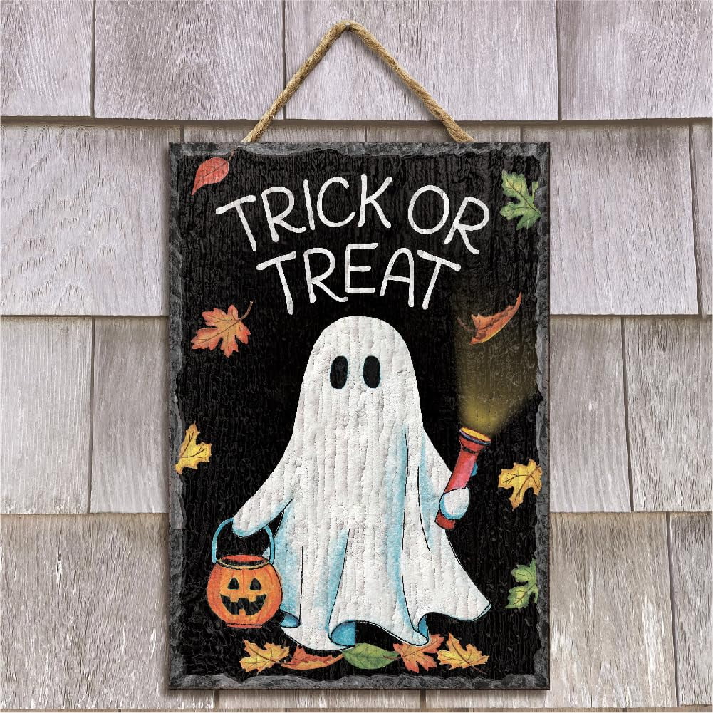 My Word! Trick Or Treat W/ Ghost Slate Impressions Wall or Door Hanging ...