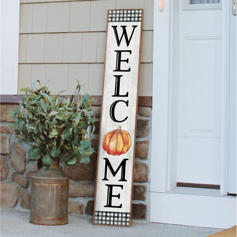 My Word! Welcome Black & White Pumpkin Porch Board Welcome Sign & Porch ...