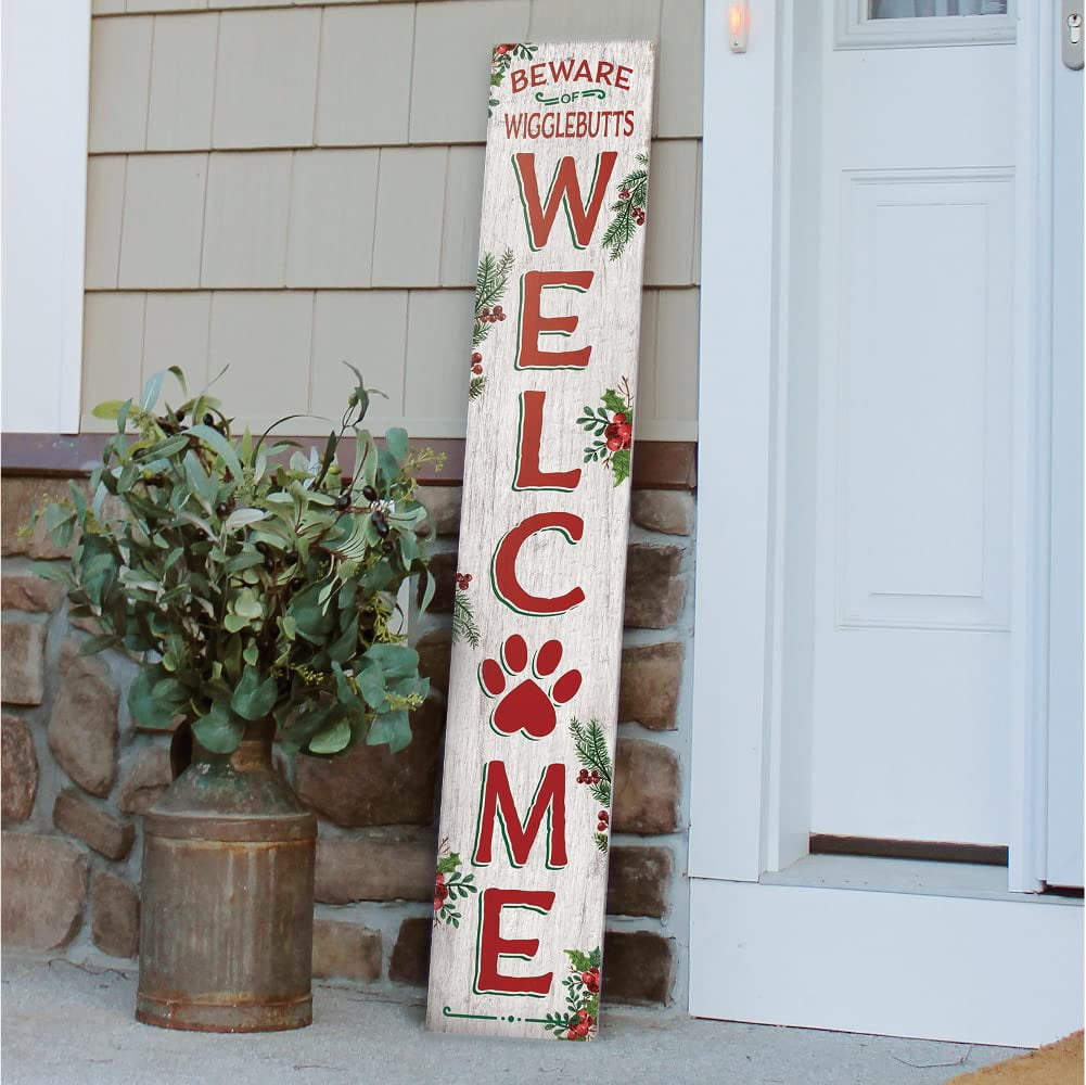 My Word! Welcome Christmas Wigglebutts Dog Holiday Porch Board Welcome ...