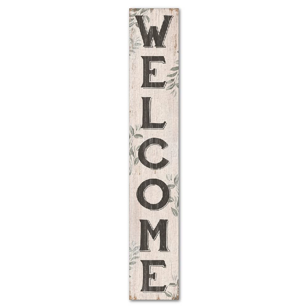 My Word! Welcome Cream with Leaves Porch Board Welcome Sign and porch ...