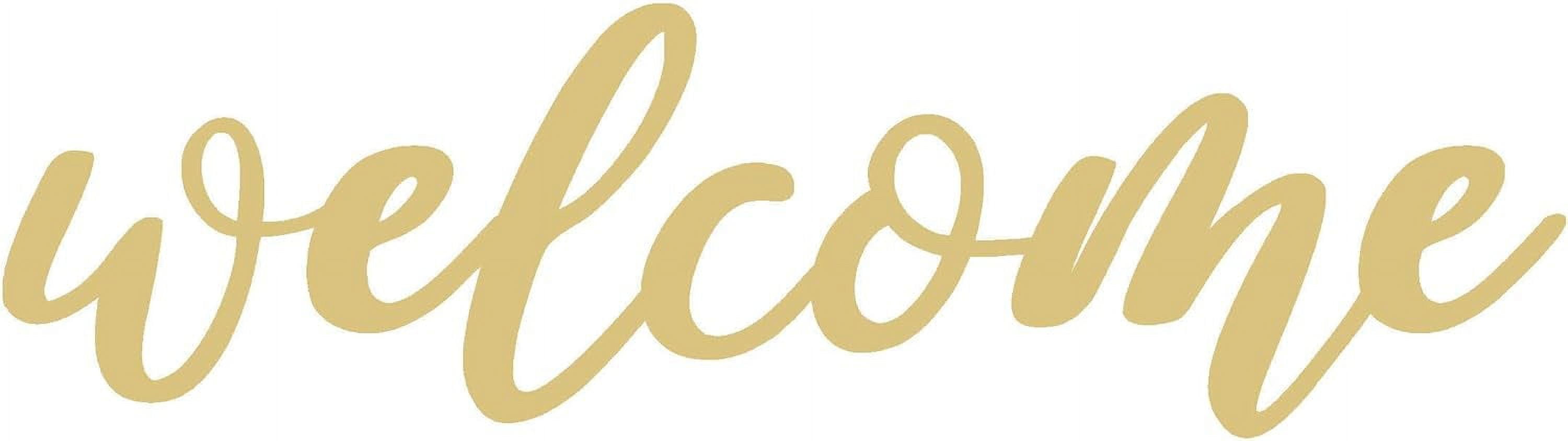 Word Welcome Cutout Unfinished Wood Welcome Sign Front Door Decor ...