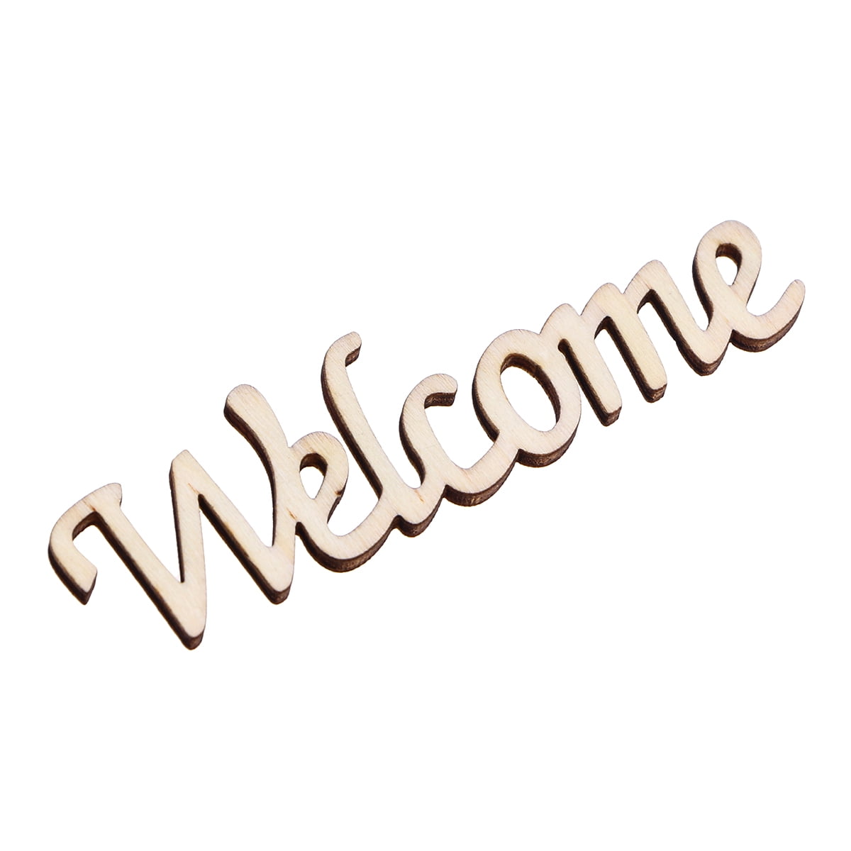 Word Welcome Cutout Unfinished Wood Welcome Sign Front Door Plaque ...