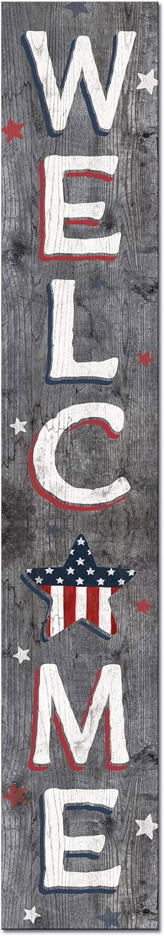 My Word! Welcome Gray Patriotic W/Star Welcome Sign and porch leaner ...